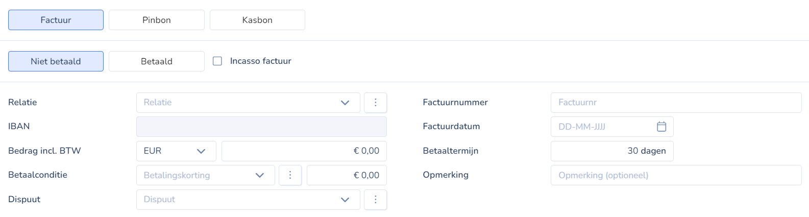 Inkoopfactuur invullen – Optimit
