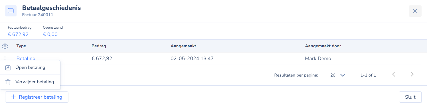 Handmatige betaling registreren – Optimit